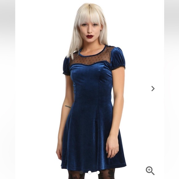Hot Topic | Dresses | New With Tags Hot Topic Blue Velvet Swiss Dot ...